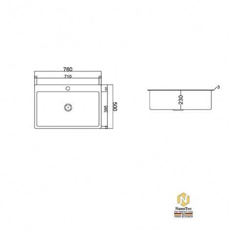 Nano SUS 304 Single Sink N7650-R Rose Gold (L760mm x W500mm x D230mm)