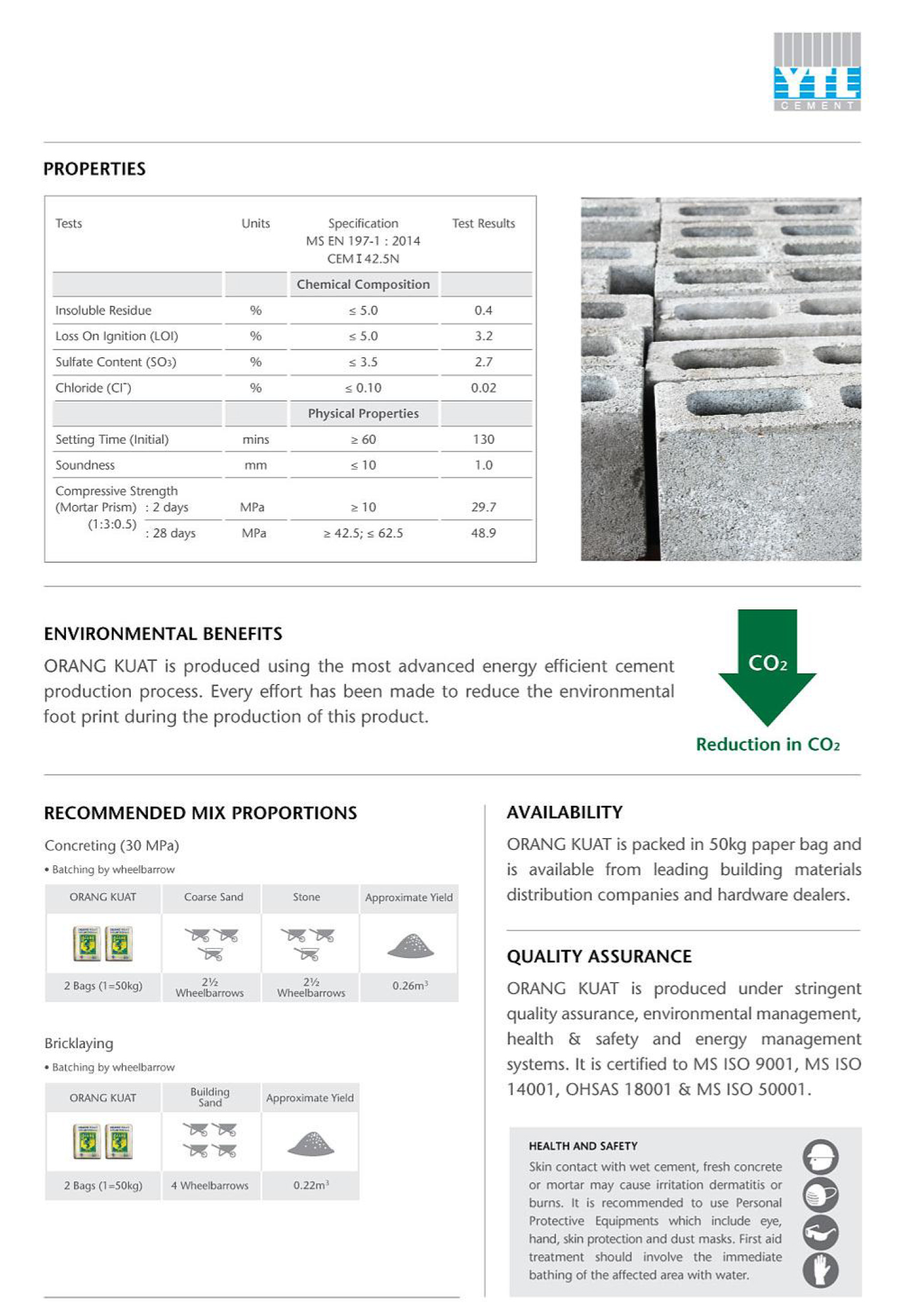 YTL Orang Kuat High Strength Cement 50kg (OPC)