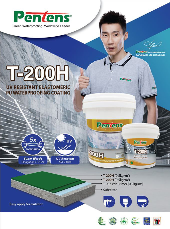 Pentens UV Resistant Elastomeric Waterproofing Coating Base Grey T200H 20kg